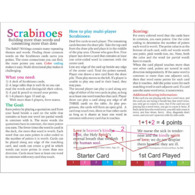 Scrabinoes Bahai Word-Matching Card Game - Bahai Resources
