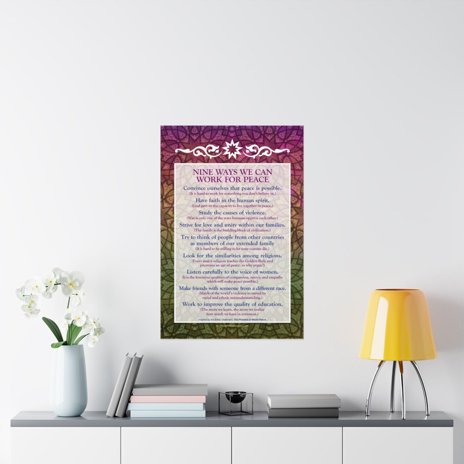 Large Nine Ways to Work for Peace Posters - Bahai Resources